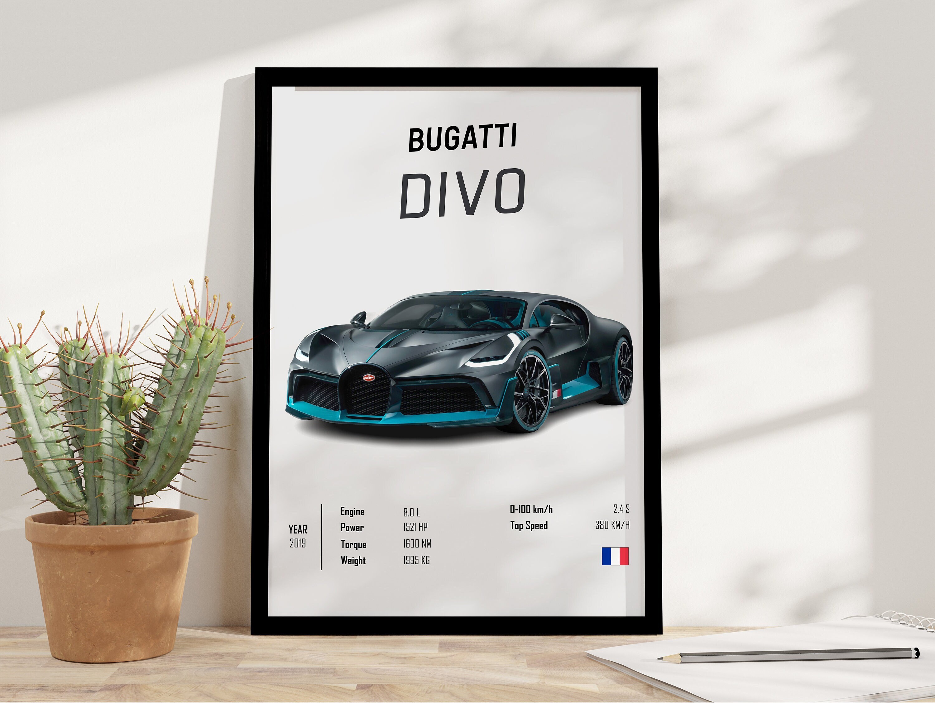 2019 Bugatti Divo, Race Car Print, Race Fan Gift, Executive Office ...