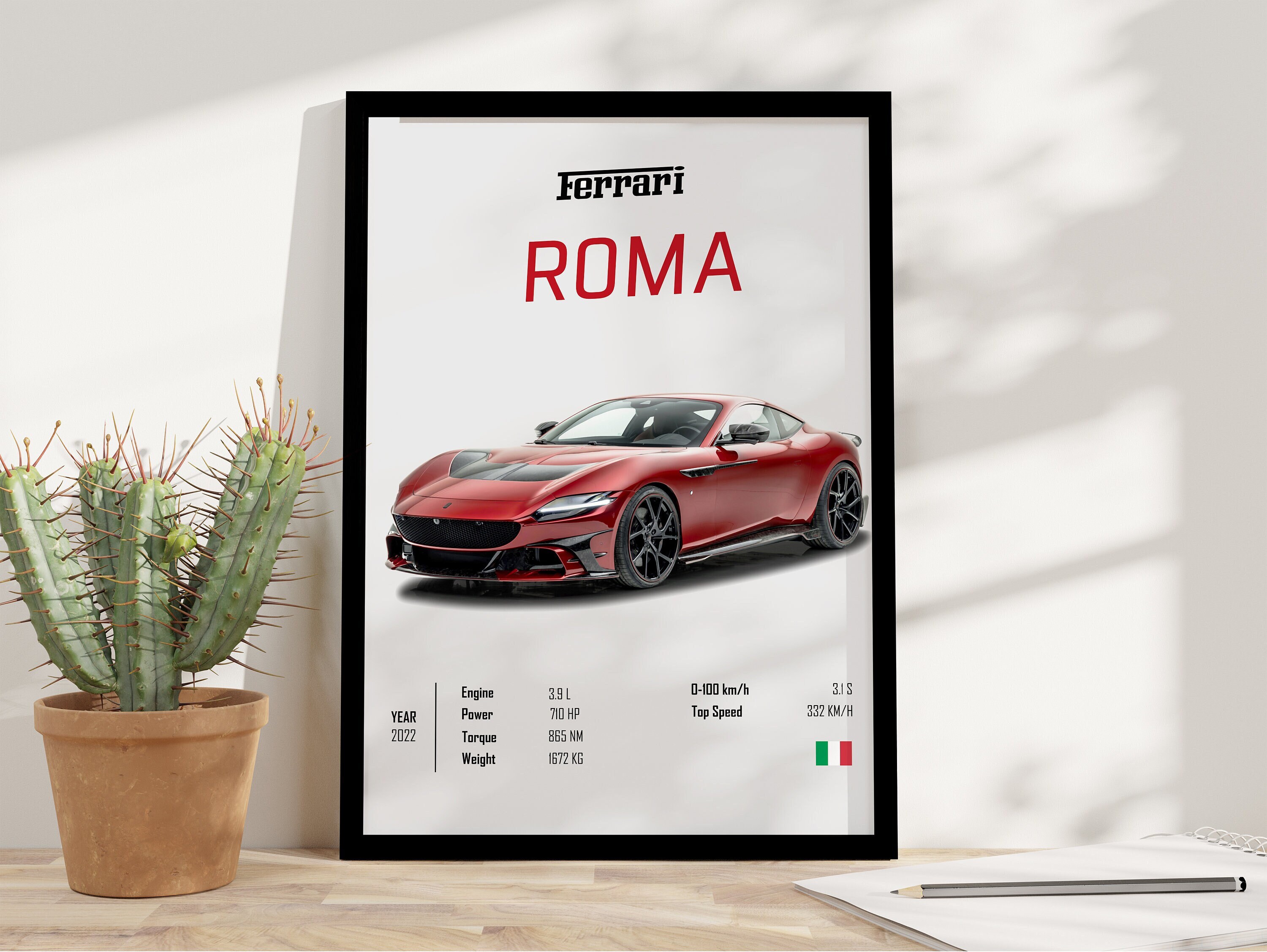 2022 Ferrari Roma Digital Poster Print, Boys Room Decor, Home Office ...