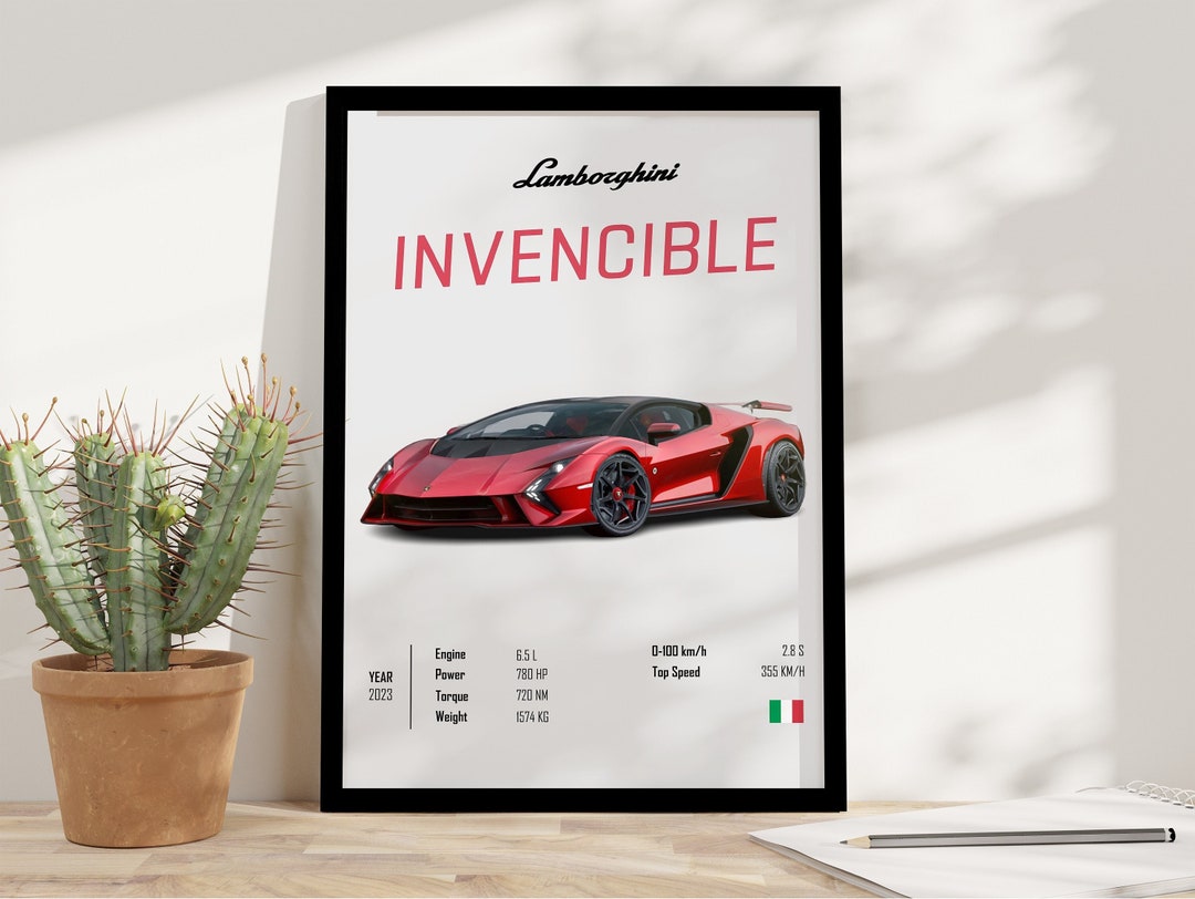 2023 Lamborghini Invencible Car Posters Illustration Prints Wall Art ...