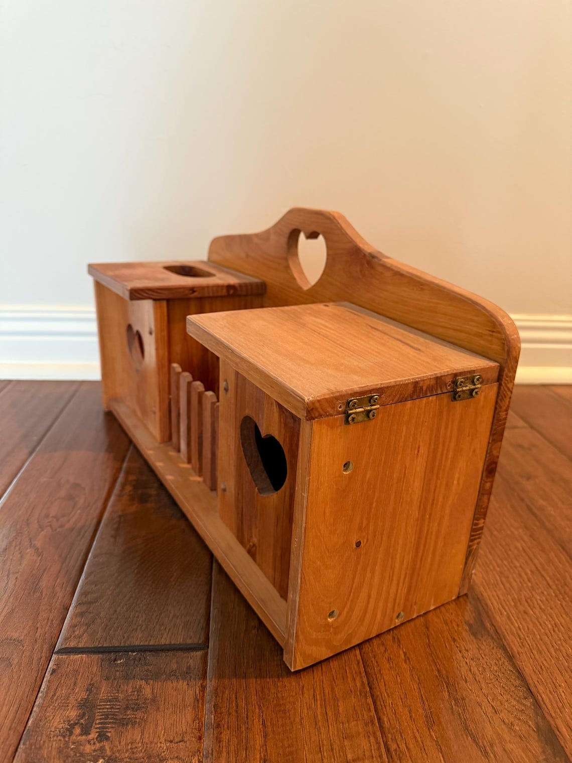 Wood Heart Bathroom Organizer, Wood Heart Cubby, Cottagecore Heart ...