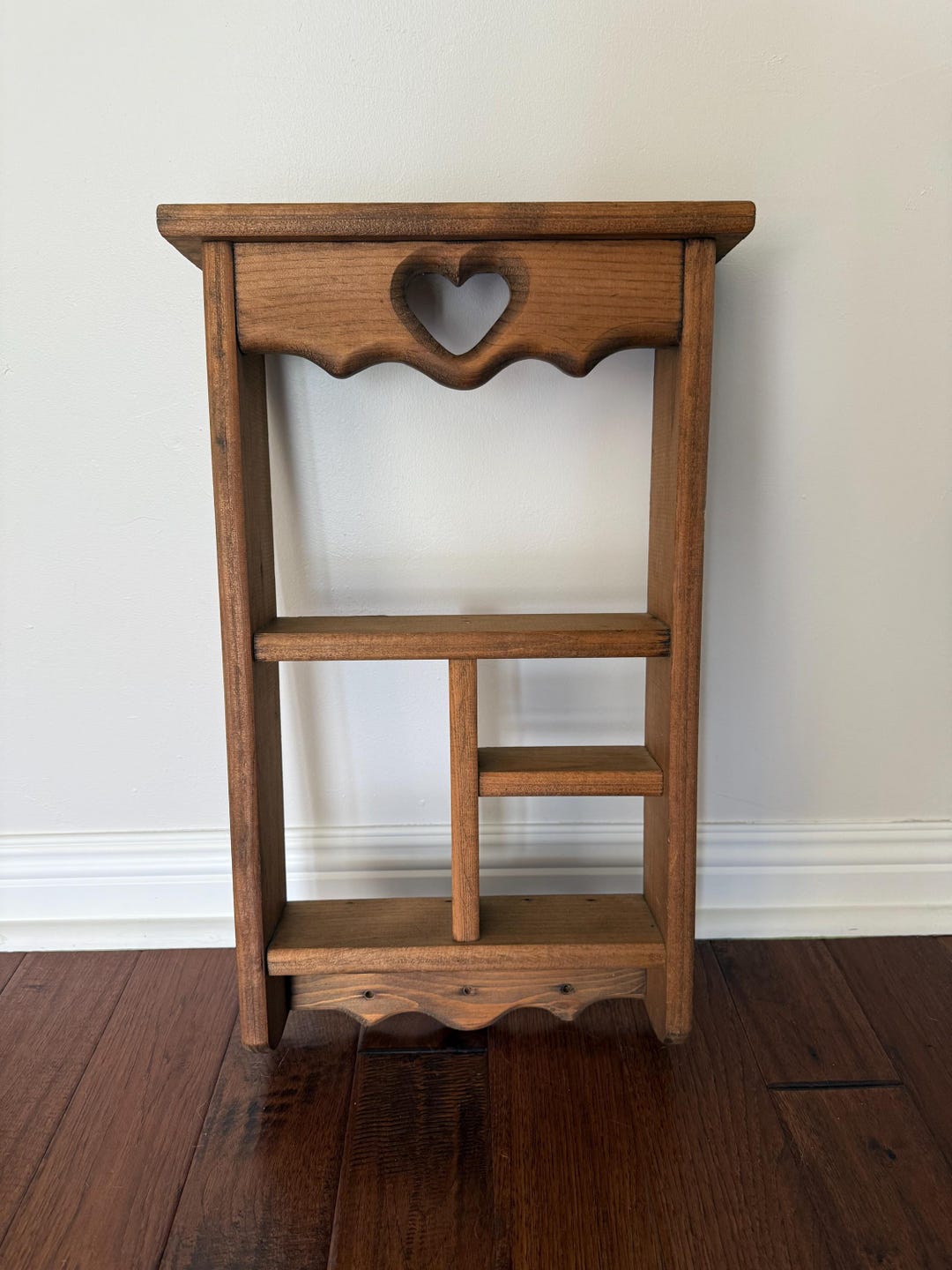 Wood Heart Shadow Box, Cottagecore Heart Shape Wall Curio Knick Knack ...