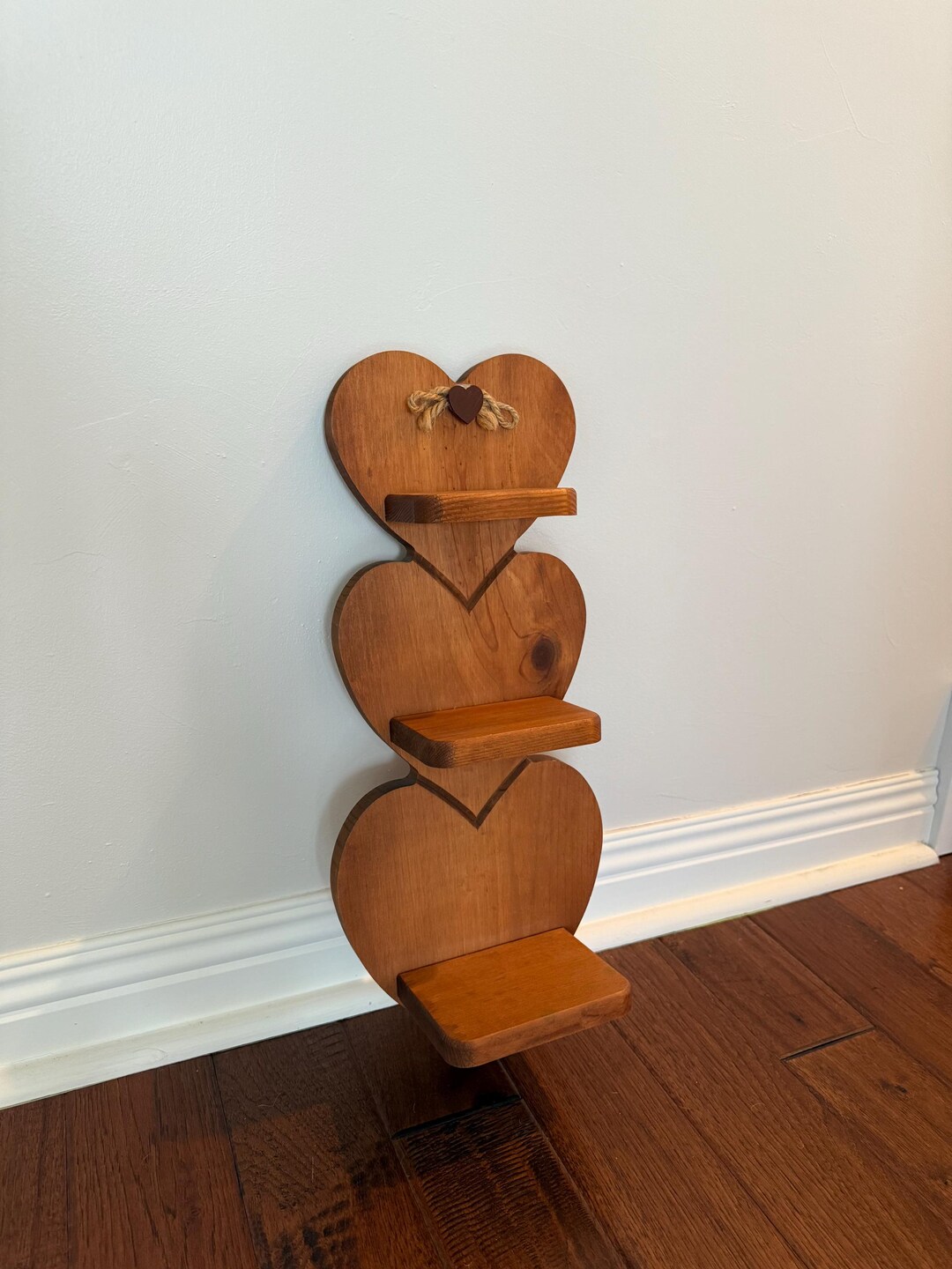 3 Tier Wood Heart Wall Shelf, Cottagecore Heart Shape Wall Knick Knack ...