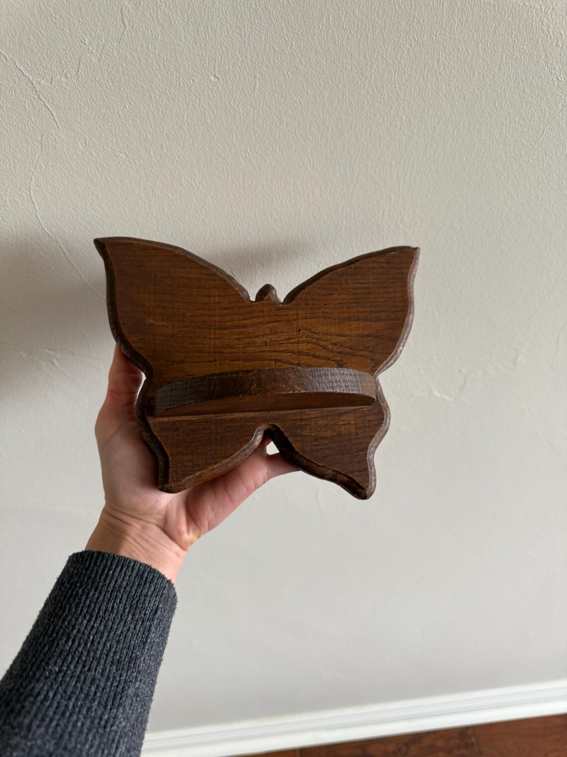 Vintage Wood Butterfly Wall Shelf, Cottagecore Butterfly Shape Wall ...