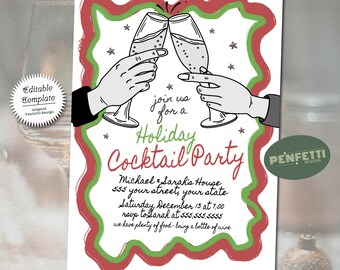Editable Holiday Dinner Party Invitation Template Printable Etsy