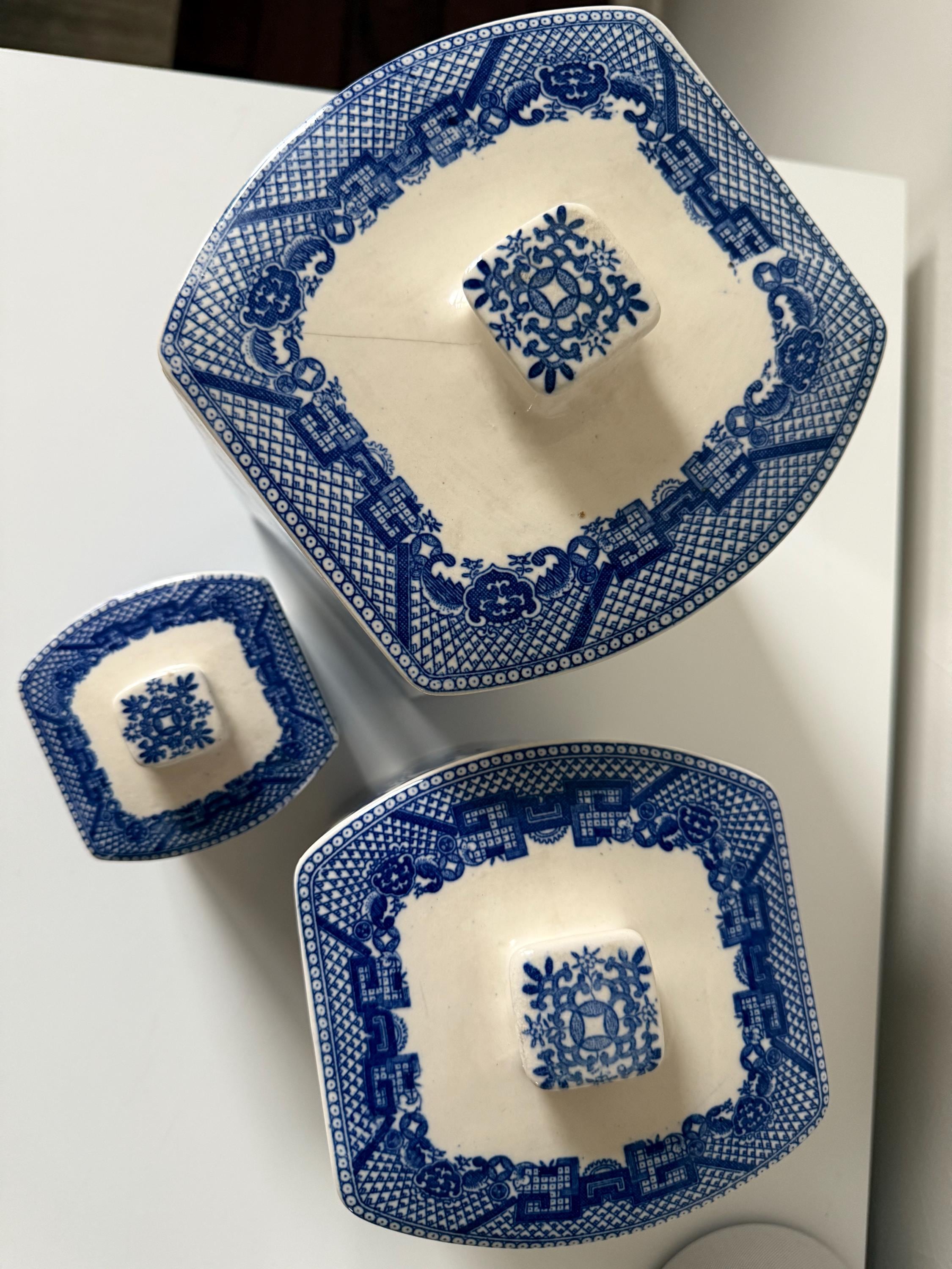 Vintage Blue Willow Canister Set, Blue and White Chinese Tea, Coffee ...