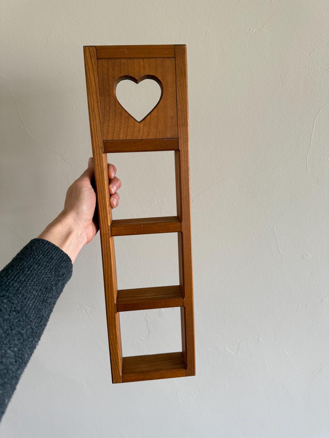 Wood Heart Shadow Box, Cottagecore Heart Shape Wall Curio Knick Knack ...