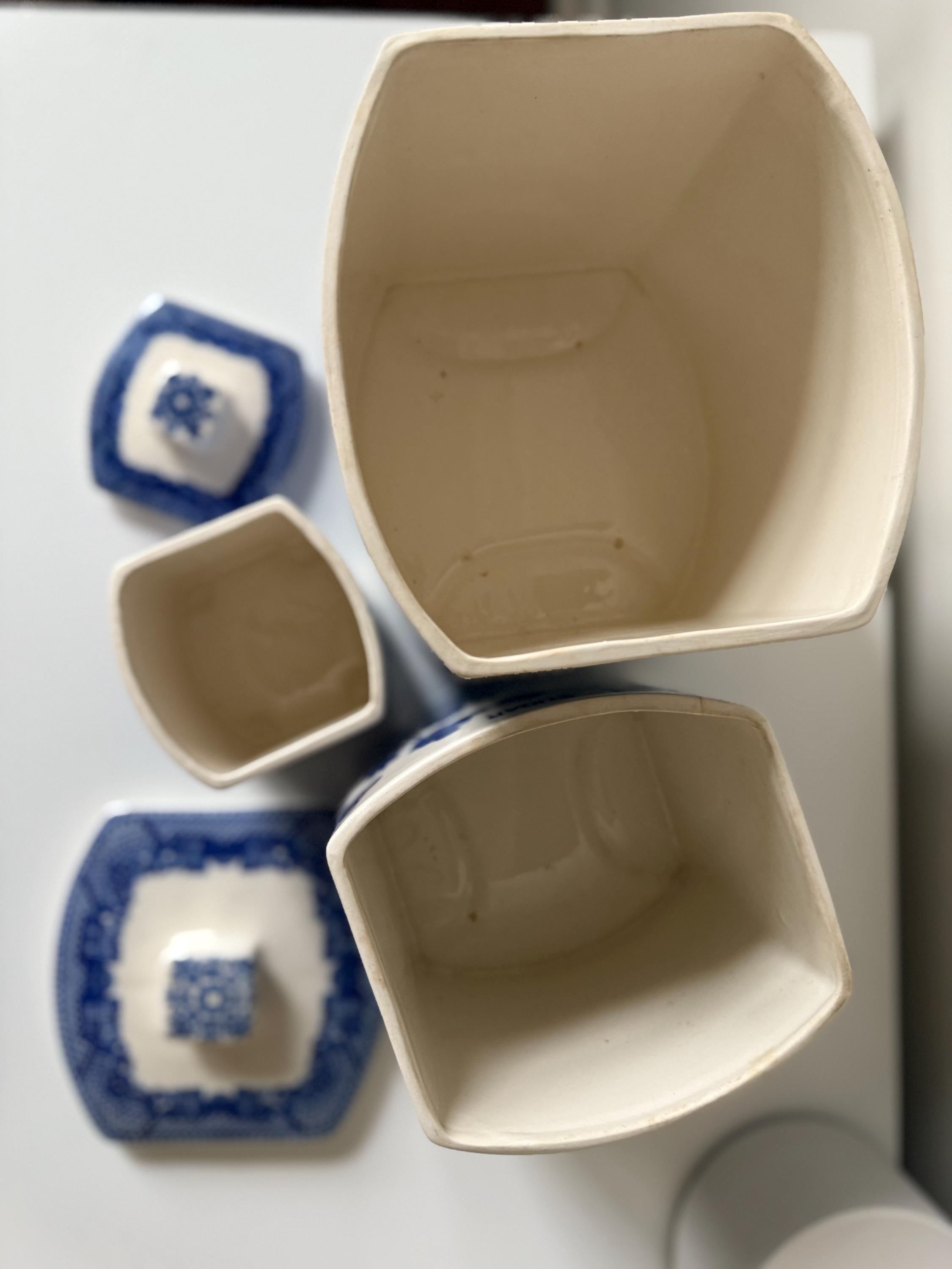 Vintage Blue Willow Canister Set, Blue and White Chinese Tea, Coffee ...