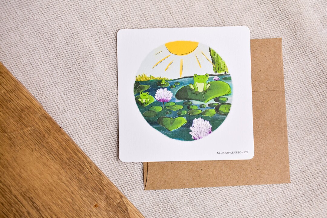 Frogs on Lilly Pads Greeting Card for Friend Frog Lover Card ...