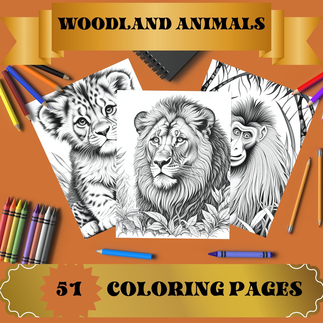 Woodland Animals Coloring Pages Woodland Coloring Forest - Etsy