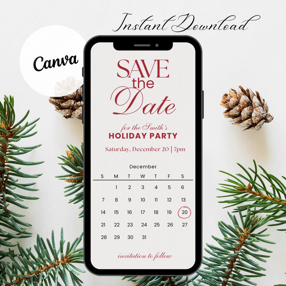 Save the Date Template Animation | Holiday Event Calendar Invitation ...