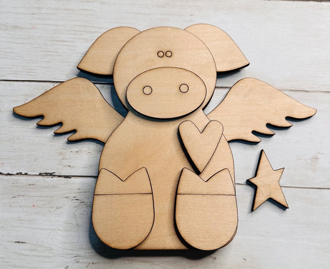 DIY Craft Kit, DIY, Home Decor, Angel Pig Craft Kit, Wood Crafting Kit ...