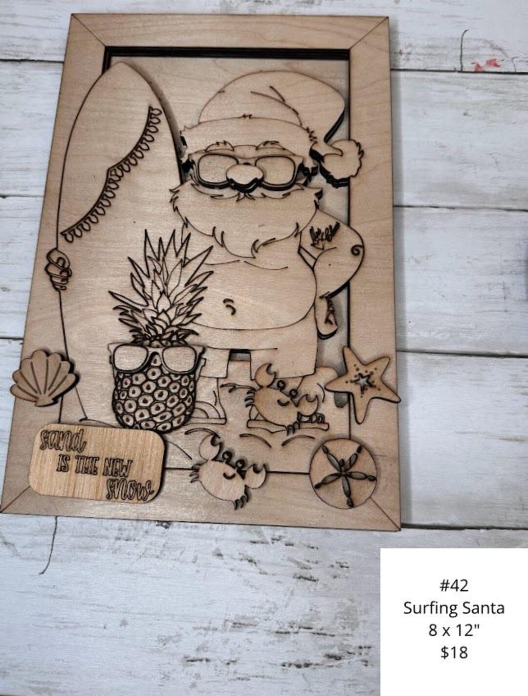 Surfing Santa Sign, DIY Craft Kit, Christmas Kits, Family and Kids ...