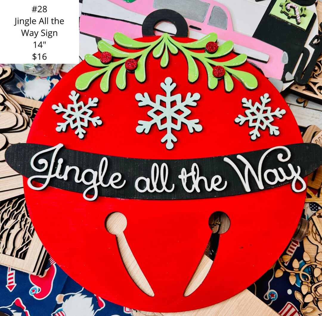 Jingle All the Way Sign, Hanging Door Sign, DIY Craft Kit, Christmas ...