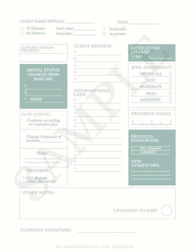 Rapid Note Template for Therapists, ADHD Therapist Tool - Etsy