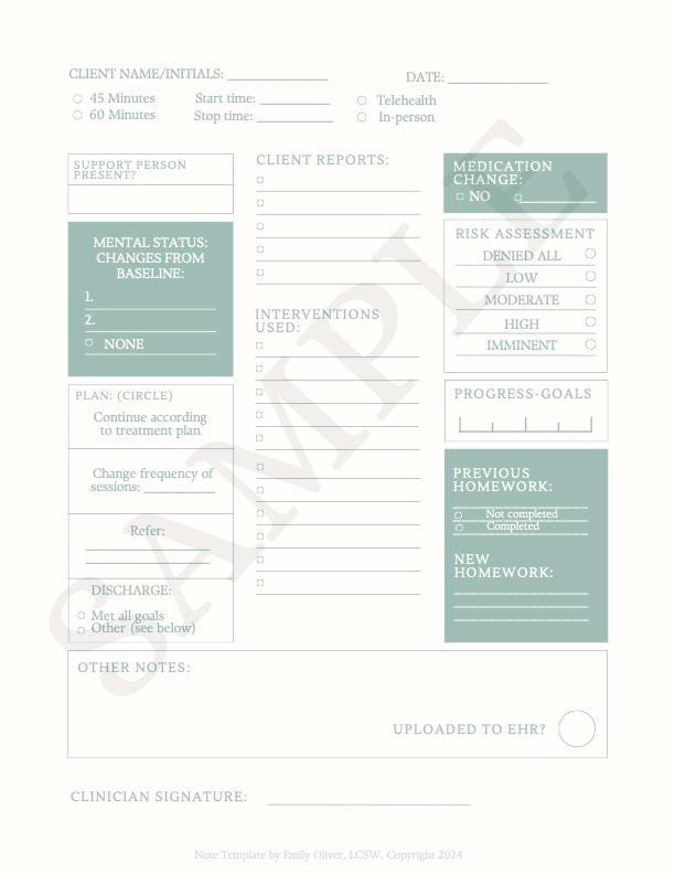 Rapid Note Template for Therapists, ADHD Therapist Tool - Etsy