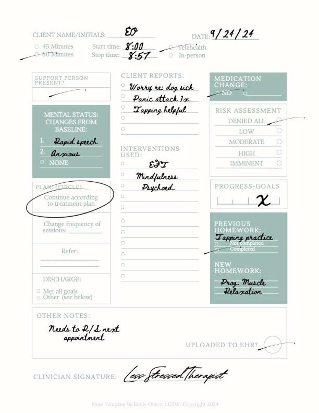 Rapid Note Template for Therapists, ADHD Therapist Tool - Etsy