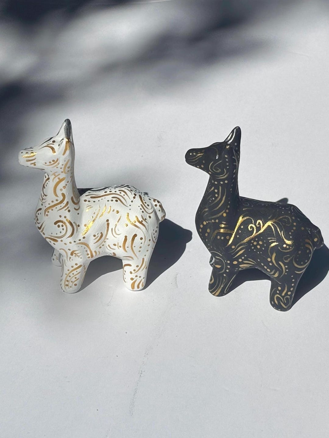 Pair of Handpainted Ceramic Llama Figurines - Etsy