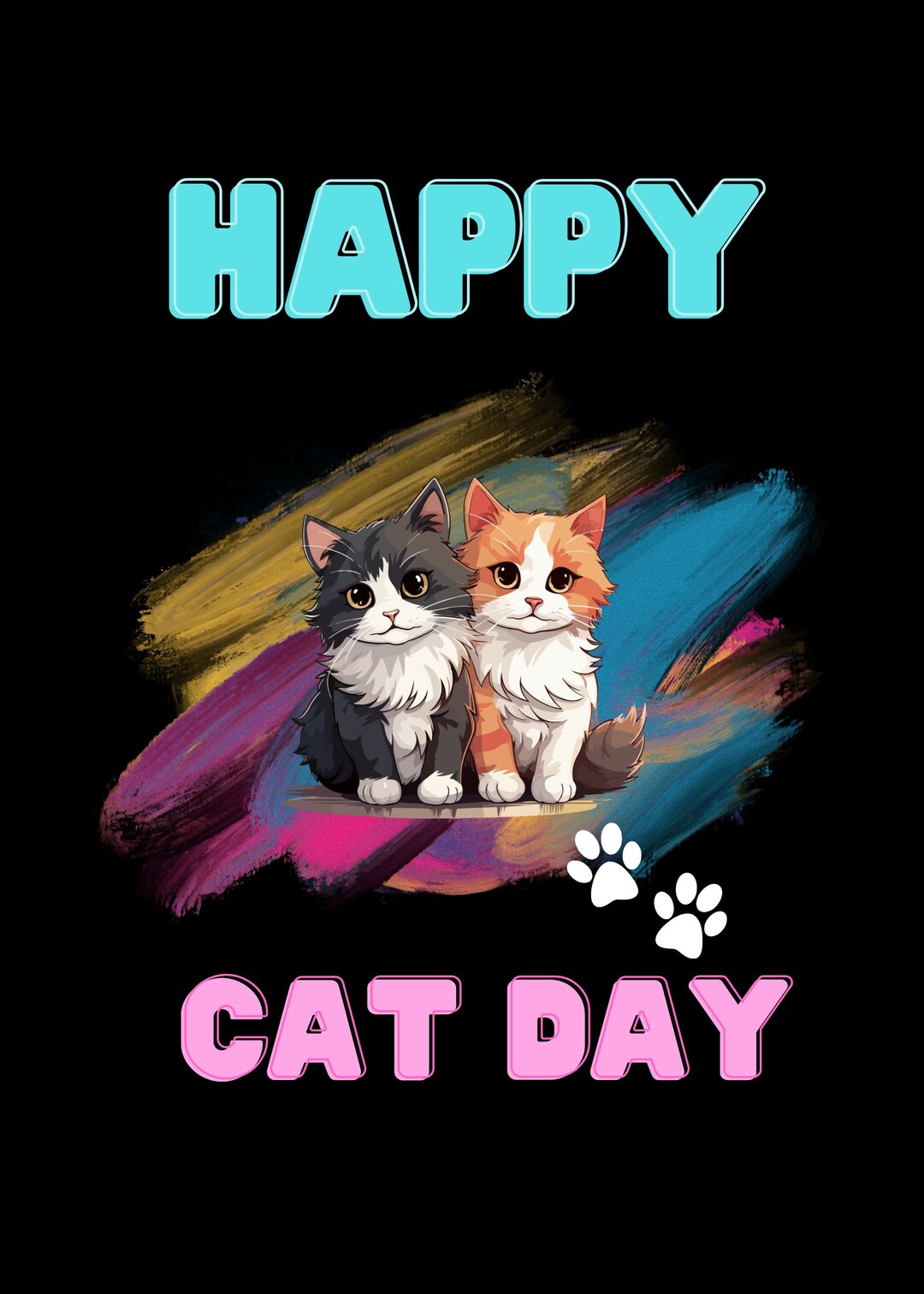 Cat Poster Design Digital Wall Art Printable Product - Etsy