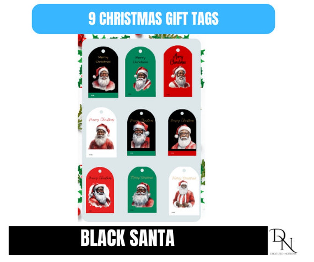 Black Santa Christmas Tags - Etsy