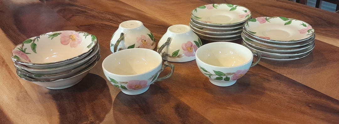 FRANCISCAN DINNERWARE Desert Rose Pattern 18 Pc Dessert Bowls, Coffee ...