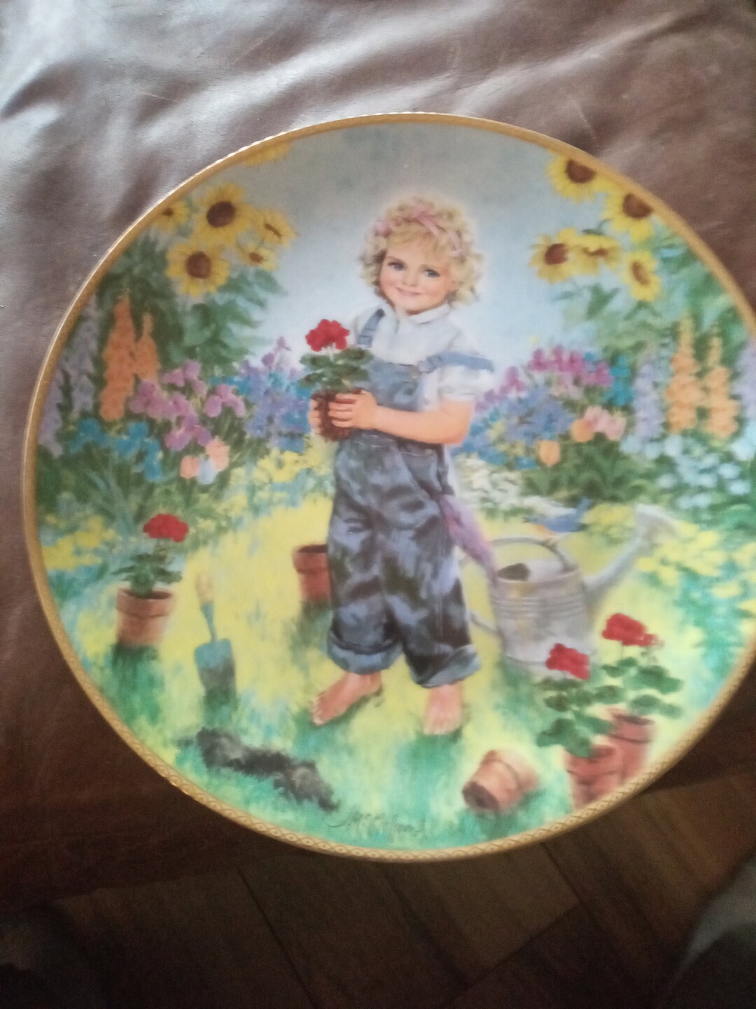 Reco "a Time to Plant" Plate, a Small Girl Standing in the Middle of a ...