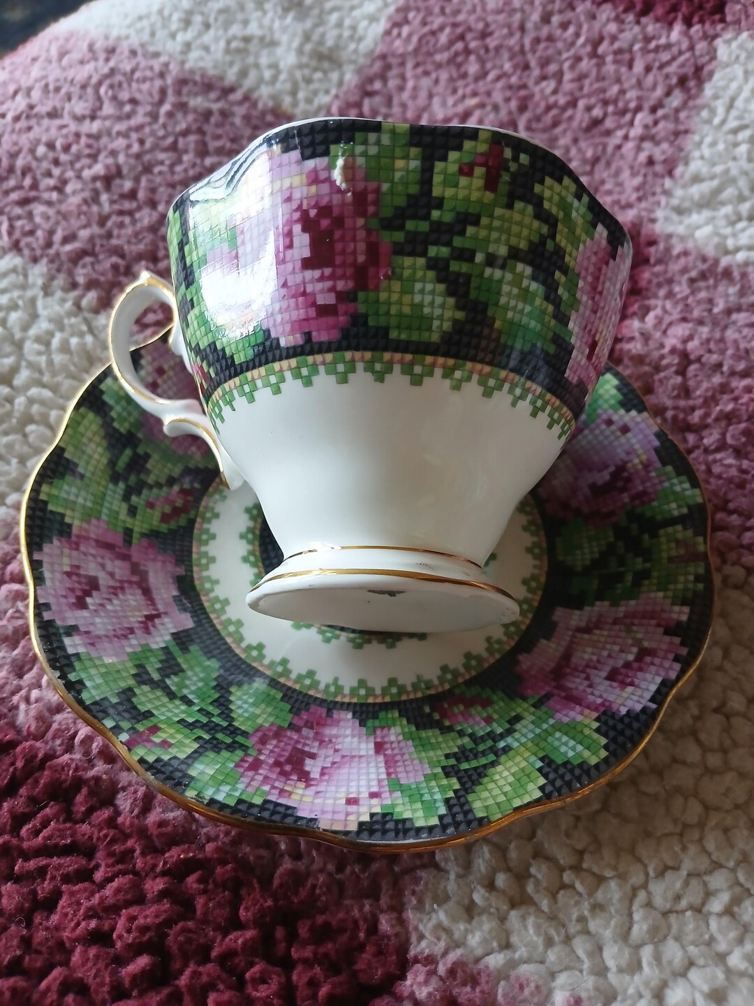 Vintage Royal Albert Needle Point Tea Cup and Saucer. - Etsy