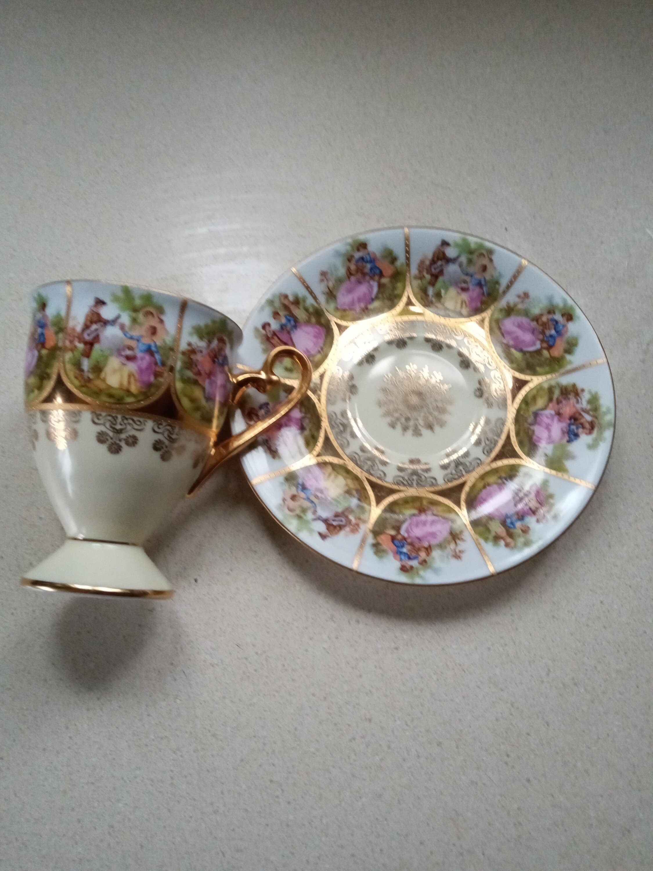 Rare Western Germany Tea Cup and Saucer Hand Paint love Song - Etsy