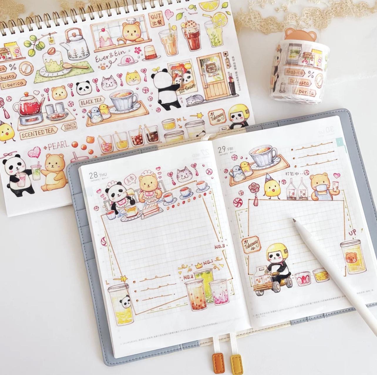 Everyein Panda Sample Loop Washi Sticker Tape Journal Scrapbook ...