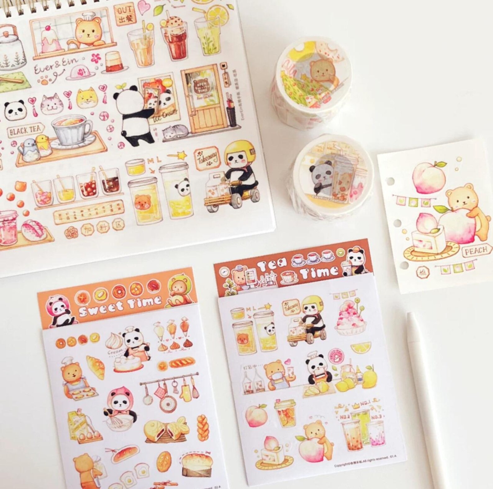 Everyein Panda Sample Loop Washi Sticker Tape Journal Scrapbook ...