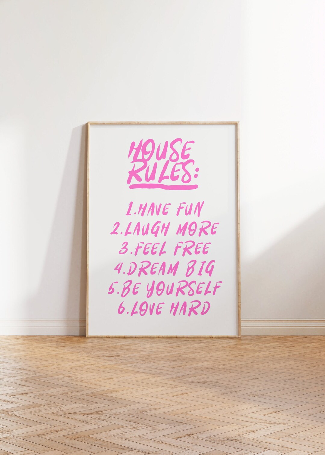 House Rules Poster, Pink Rules Digital Print, Rules Art Print, Retro ...
