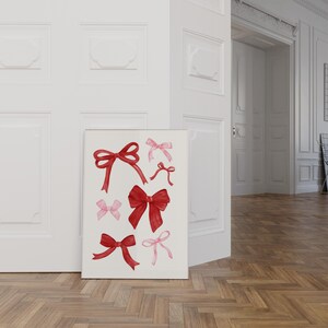 Coquette Red Bow Print Trendy Pink Cute Girly Wall Art Preppy ...