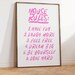 House Rules Poster, Pink Rules Digital Print, Rules Art Print, Retro ...