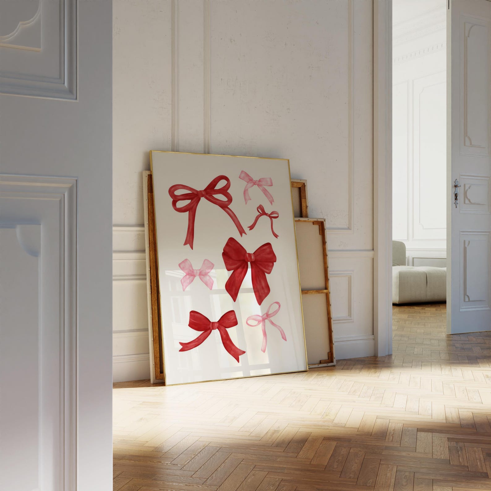 Coquette Red Bow Print Trendy Pink Cute Girly Wall Art Preppy ...