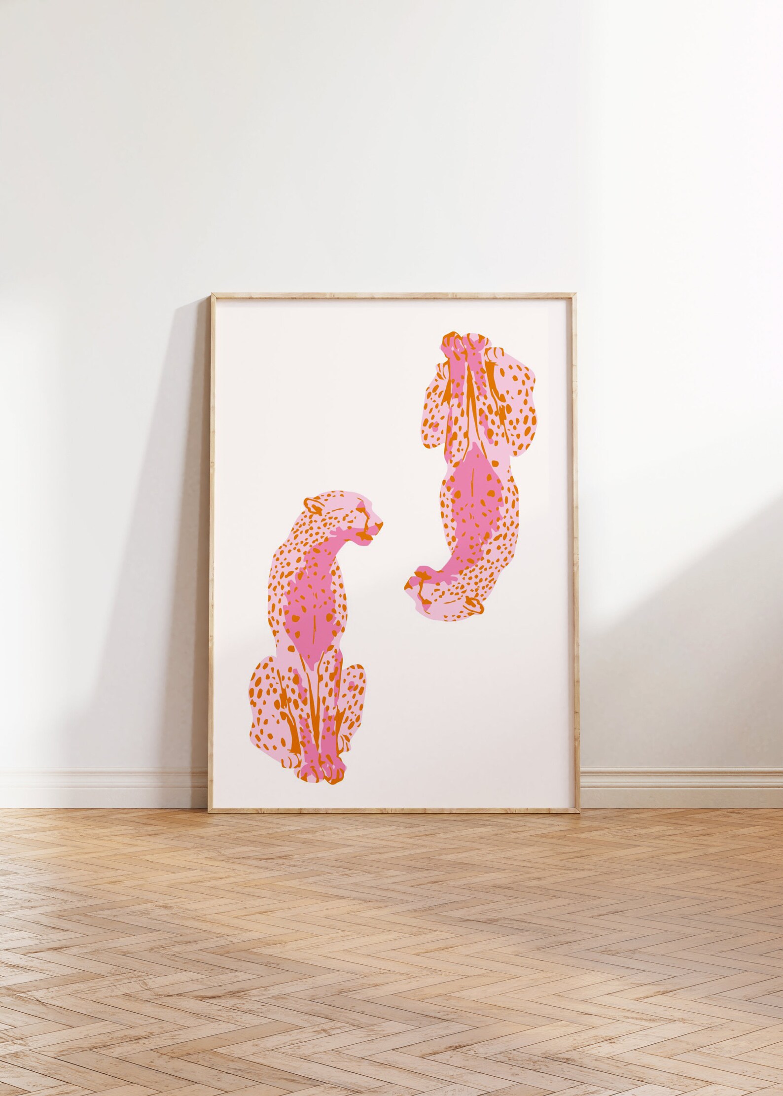 Cheetah Print, Trendy Preppy Animal Poster, Funky Eclectic Orange Pink ...