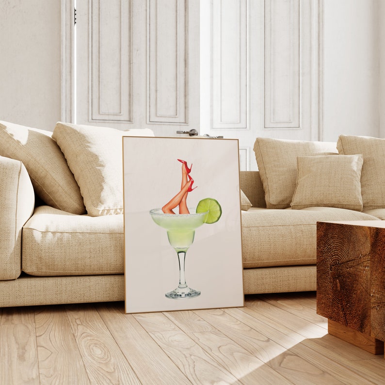 Trendy Martini Print, Cocktail High Heel Leg in Drink Poster, Eclectic ...