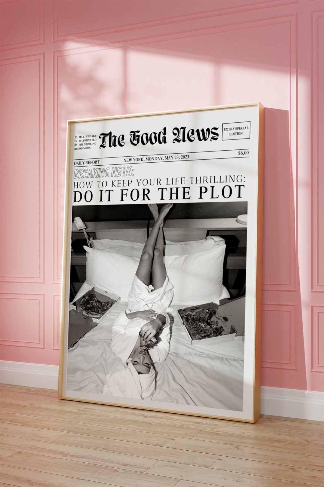 Newspaper Print, Do It for the Plot News Wall Art, Trendy Aesthetic ...
