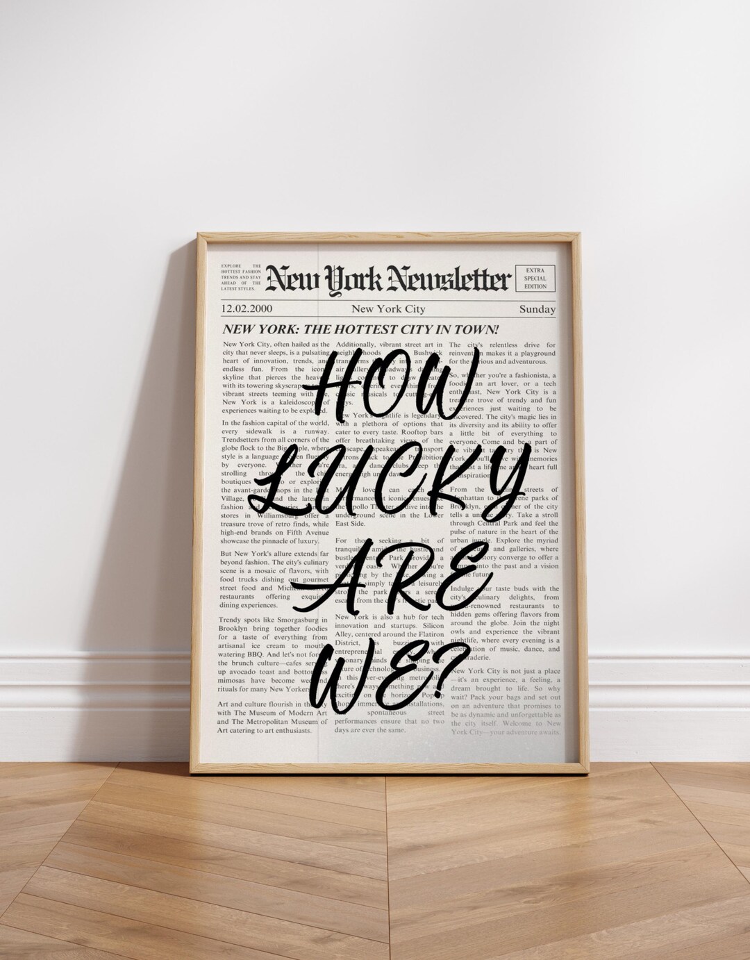 Retro Newspaper Print, How Lucky Are We? New York Newsletter Wall Art ...