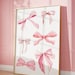 Trendy Pink Bow Print, Coquette Cute Girly Wall Art, Preppy Watercolor ...