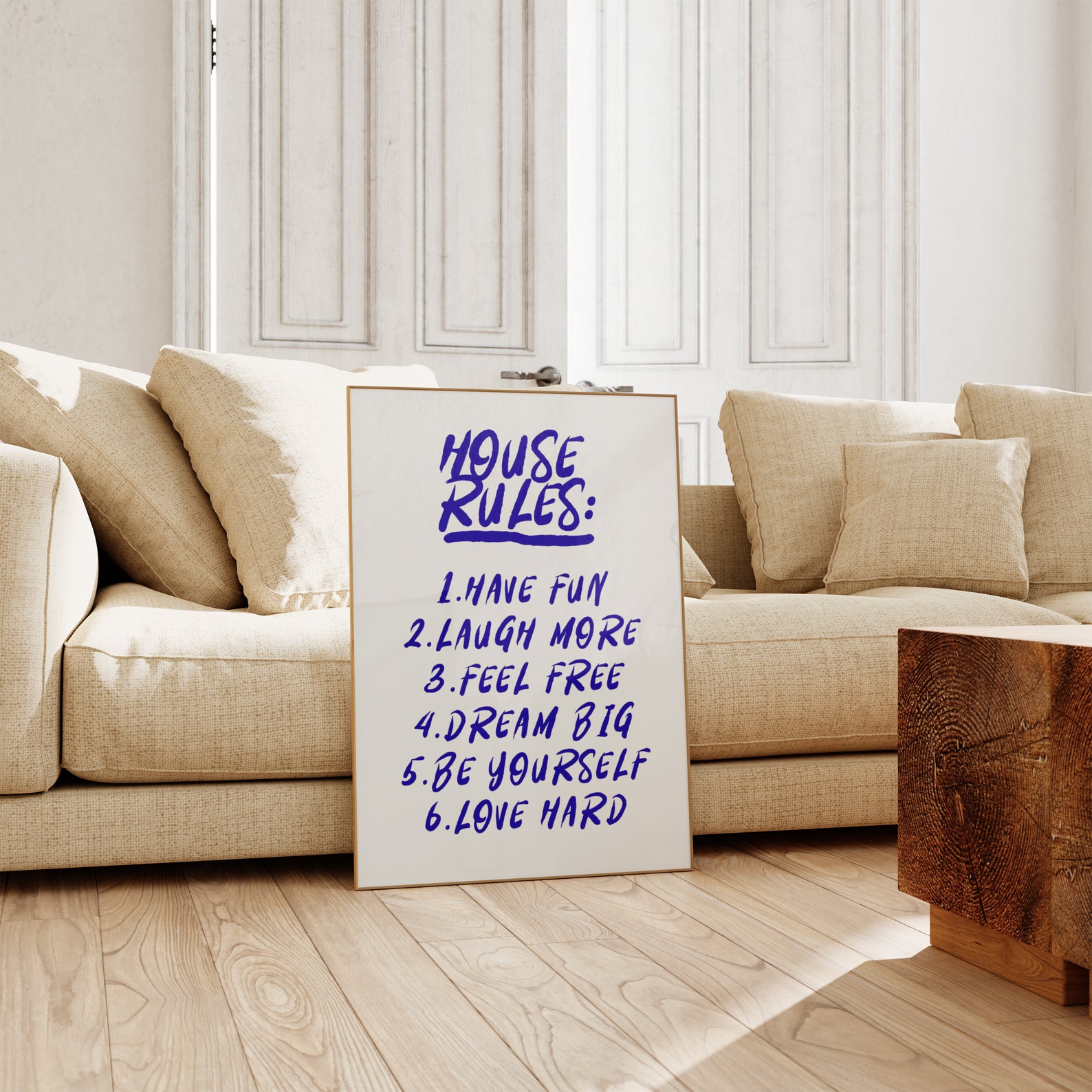 Trendy House Rules Poster, Blue Rules Digital Print, Rules Art Print ...