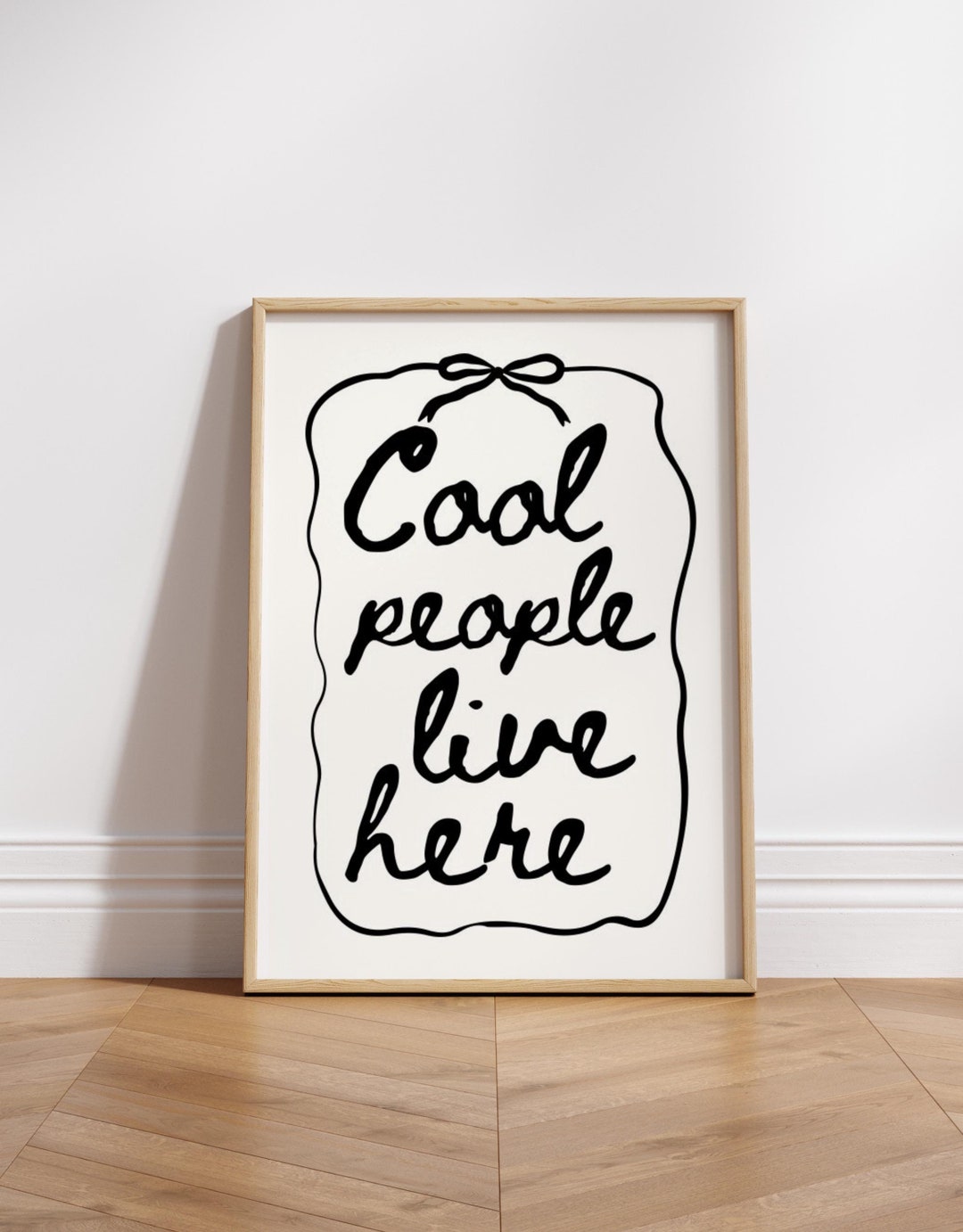 Coquette Quote Bow Print, Cool People Live Here Print, Black & White ...