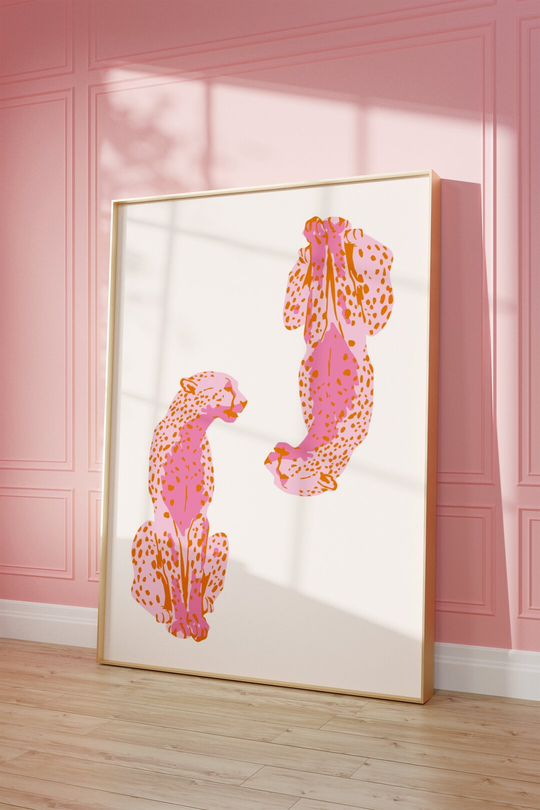 Cheetah Print, Trendy Preppy Animal Poster, Funky Eclectic Orange Pink ...