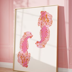 Cheetah Print, Trendy Preppy Animal Poster, Funky Eclectic Orange Pink ...
