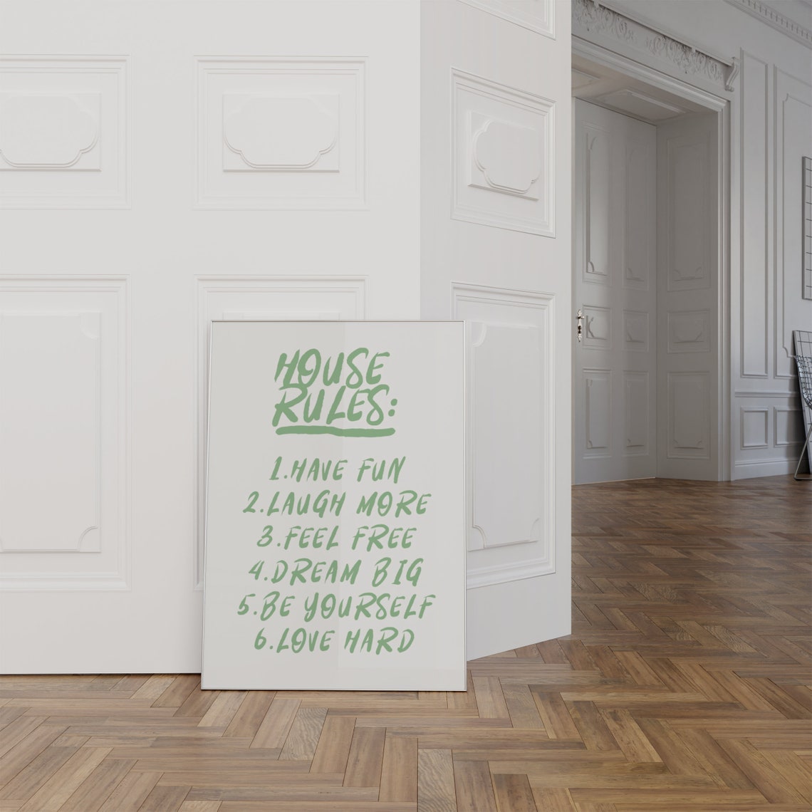 Trendy House Rules Poster, Green Rules Digital Print, Rules Art Print ...