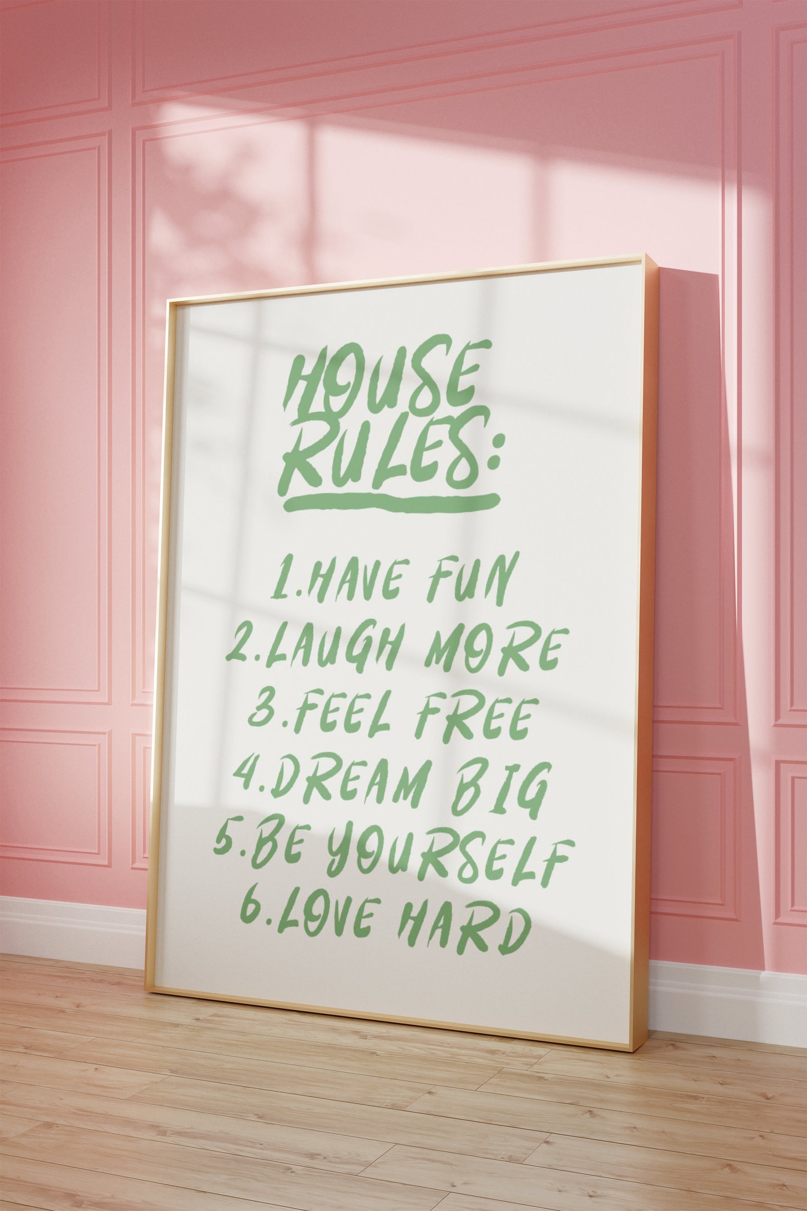 Trendy House Rules Poster, Green Rules Digital Print, Rules Art Print ...