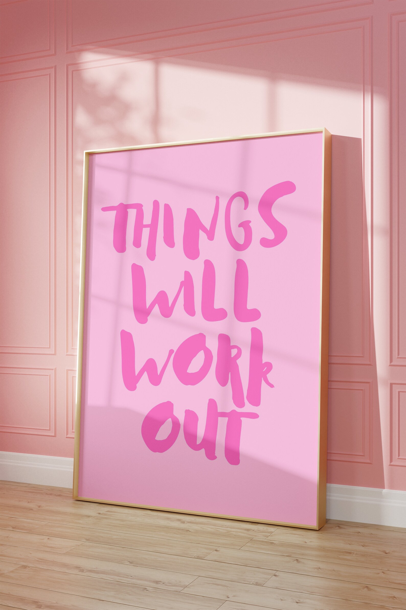 Things Will Work Out Poster, Quote Print, Girly Wall Decor, Trendy Pink ...