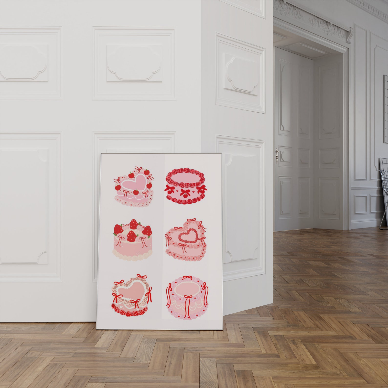 Coquette Cake Print Sweet Cute Red Pink Girly Cakes Wall Art Bow ...