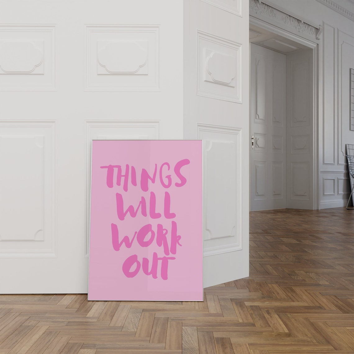 Things Will Work Out Poster, Quote Print, Girly Wall Decor, Trendy Pink ...