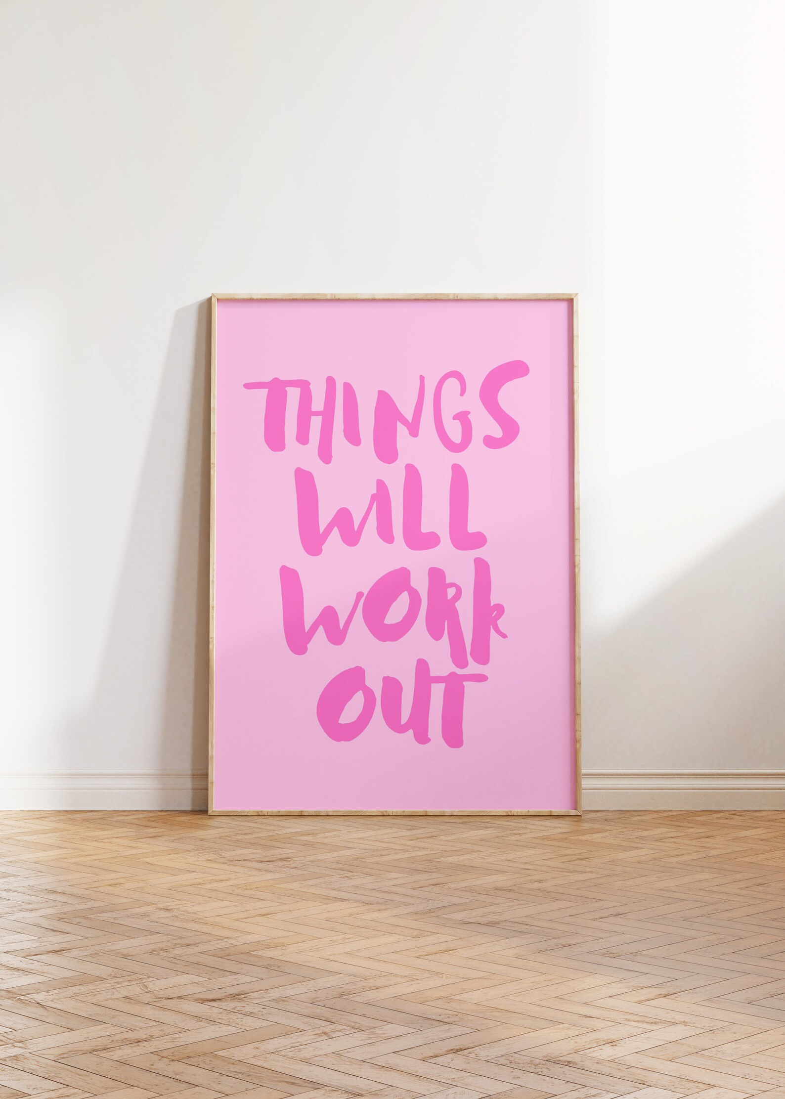 Things Will Work Out Poster, Quote Print, Girly Wall Decor, Trendy Pink ...