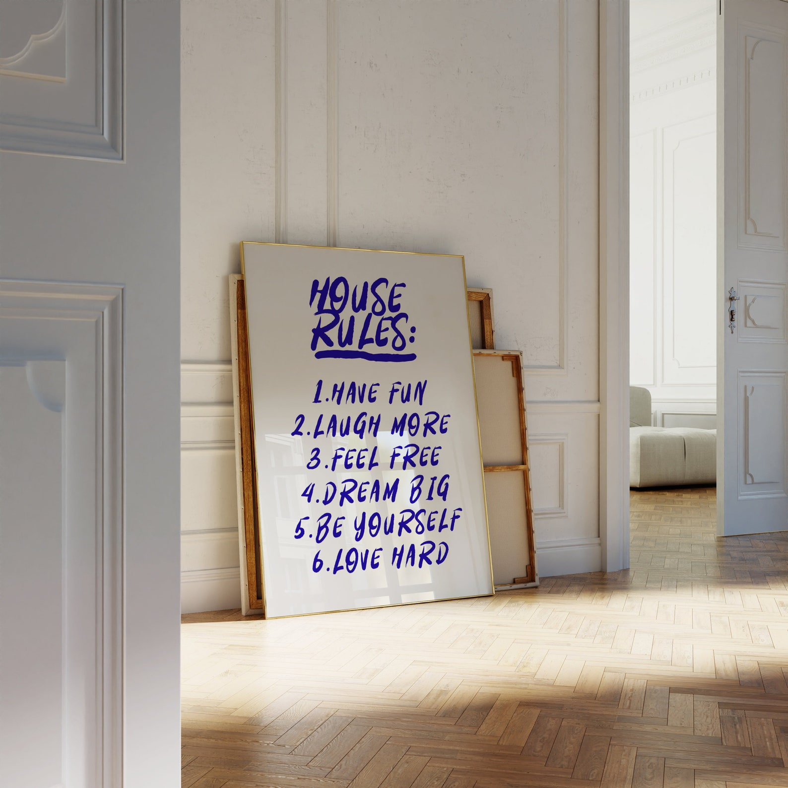 Trendy House Rules Poster, Blue Rules Digital Print, Rules Art Print ...