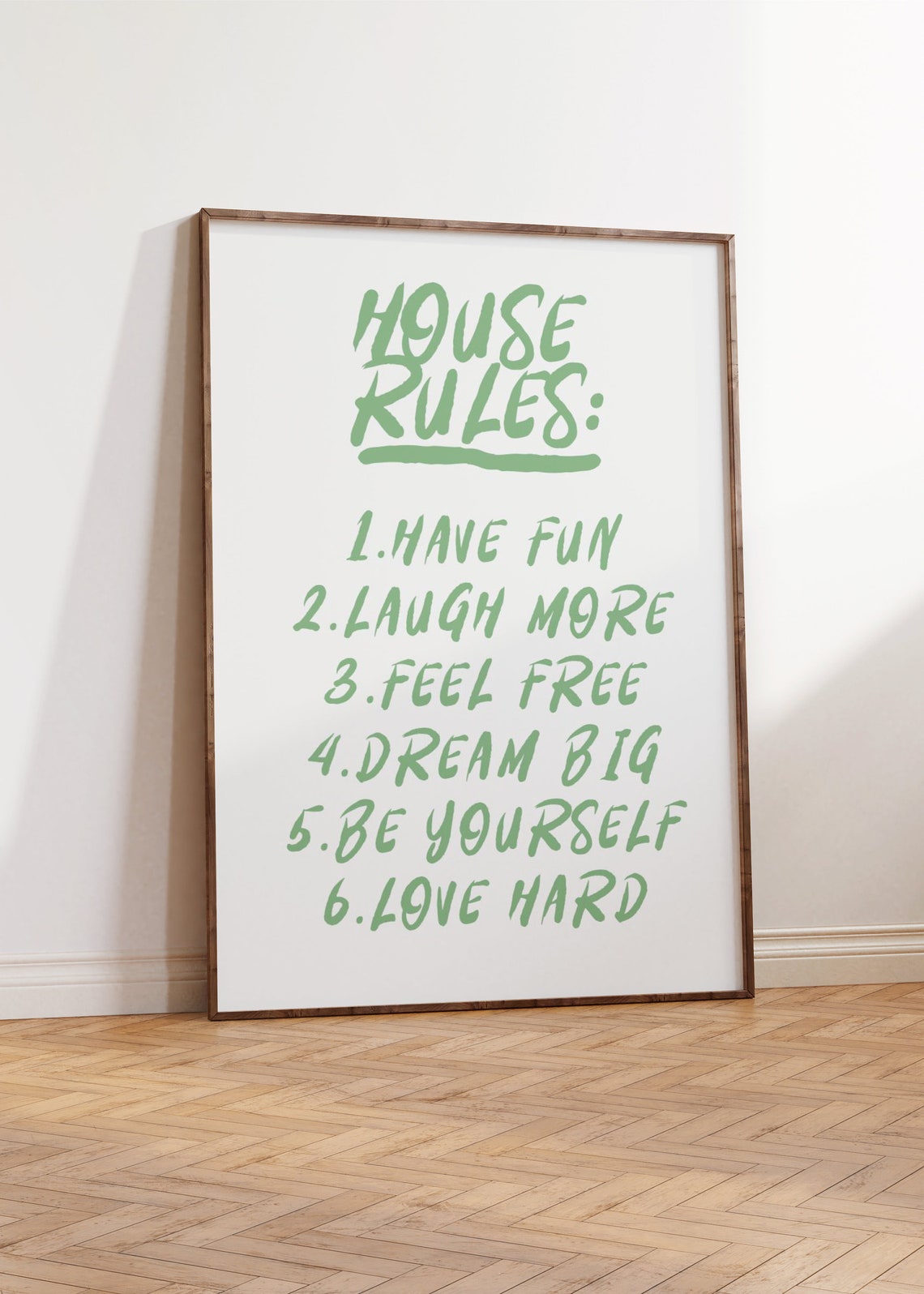 Trendy House Rules Poster, Green Rules Digital Print, Rules Art Print ...